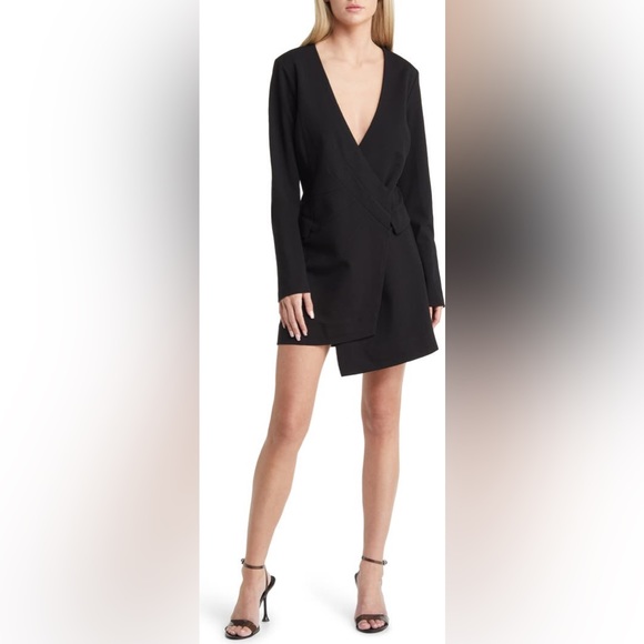 Socialite | Dresses | Blazer Long Sleeve Faux Wrap Cocktail ...